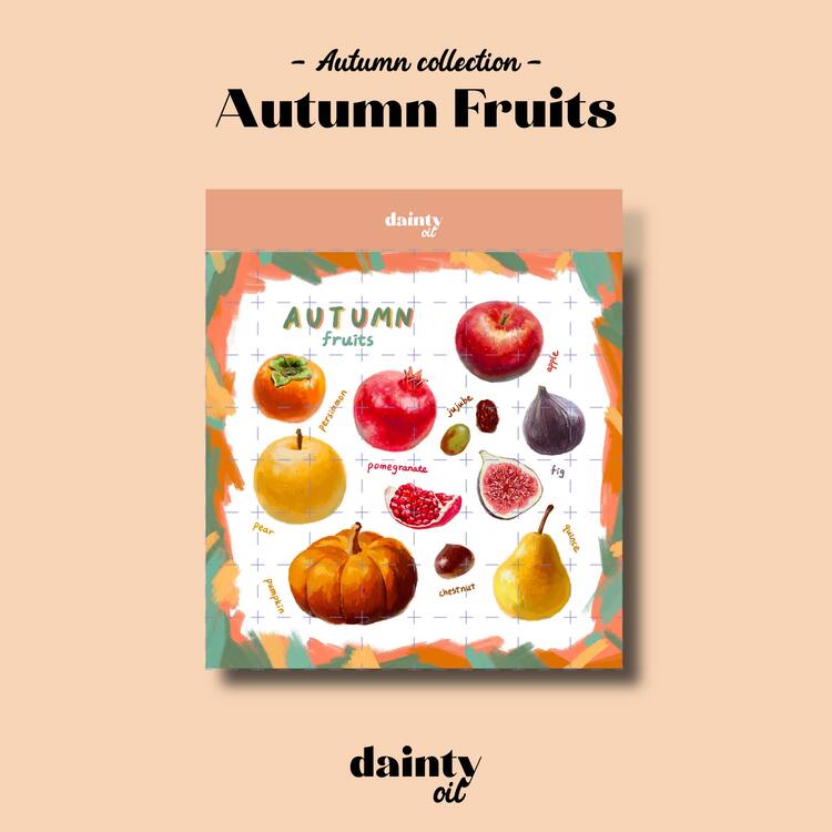 가을 제철 과일 스티커 | 위버딩