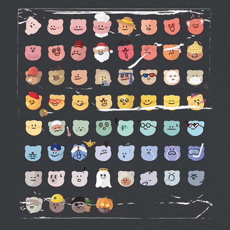 귀염뽀짝 표정 감정팩 60 | 위버딩