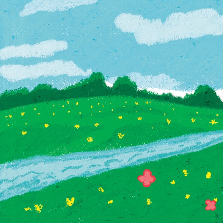 초록 들판 오일파스텔 | 위버딩