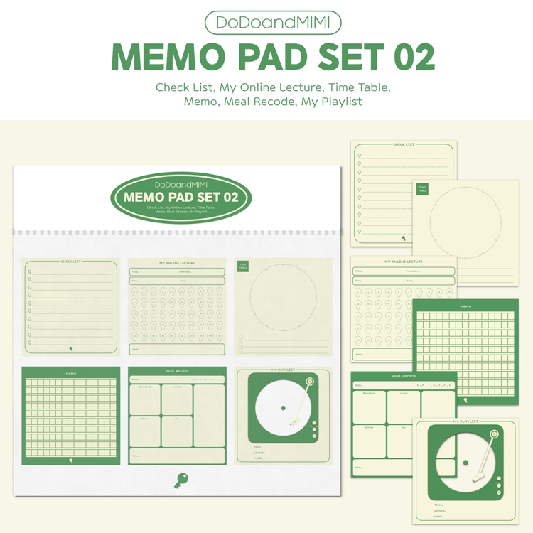 DoDo Sticky Memo Pad Sticker Set Green 02 | Webudding