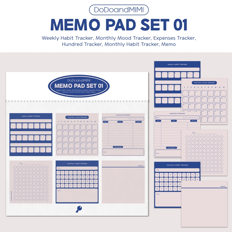DoDo Sticky Memo Pad Sticker Set Blue 01 | Webudding
