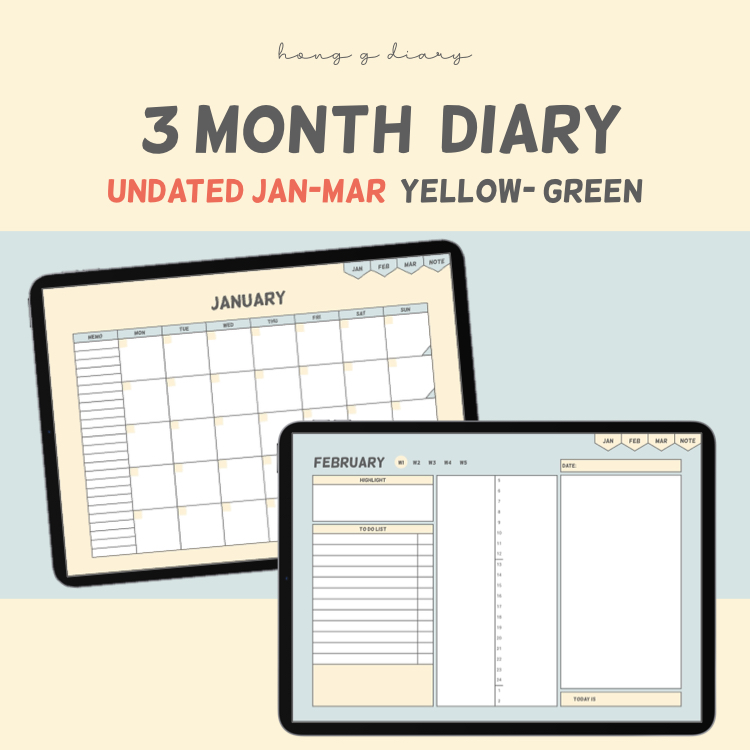 Undated 3 Month Diary (1st Quarter) [YELLOW&GREEN] | Webudding