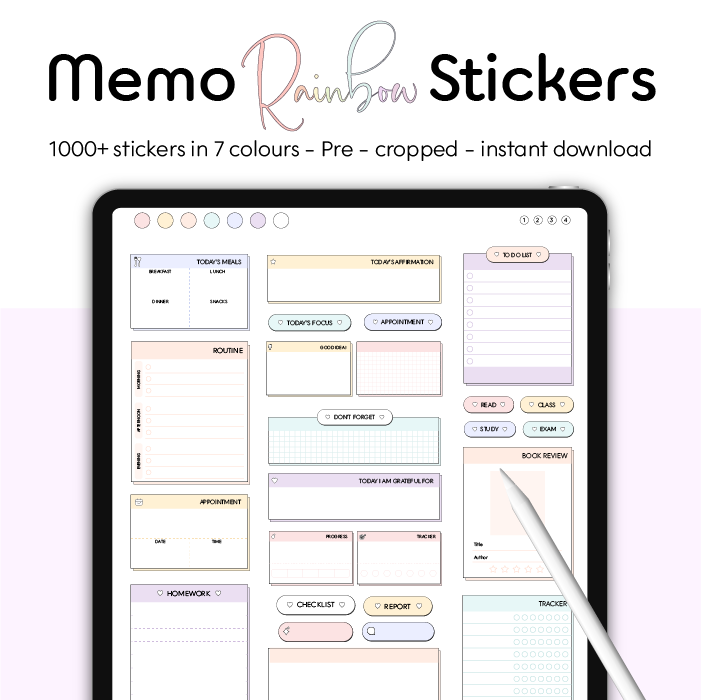 Rainbow Memo Stickers (ver.1) | Webudding