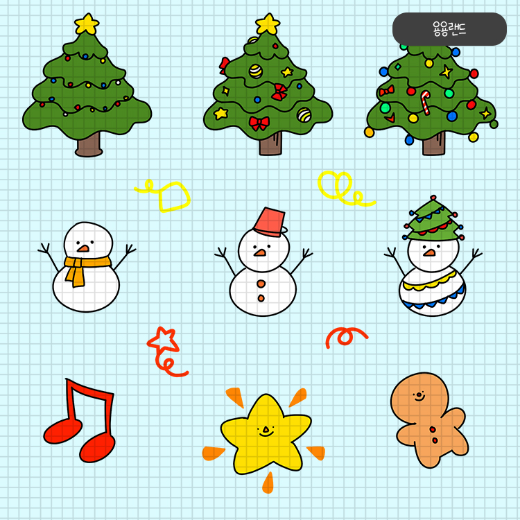 Christmas Tree Snowman Cookie Music Star Sparkling Digital sticker | Webudding
