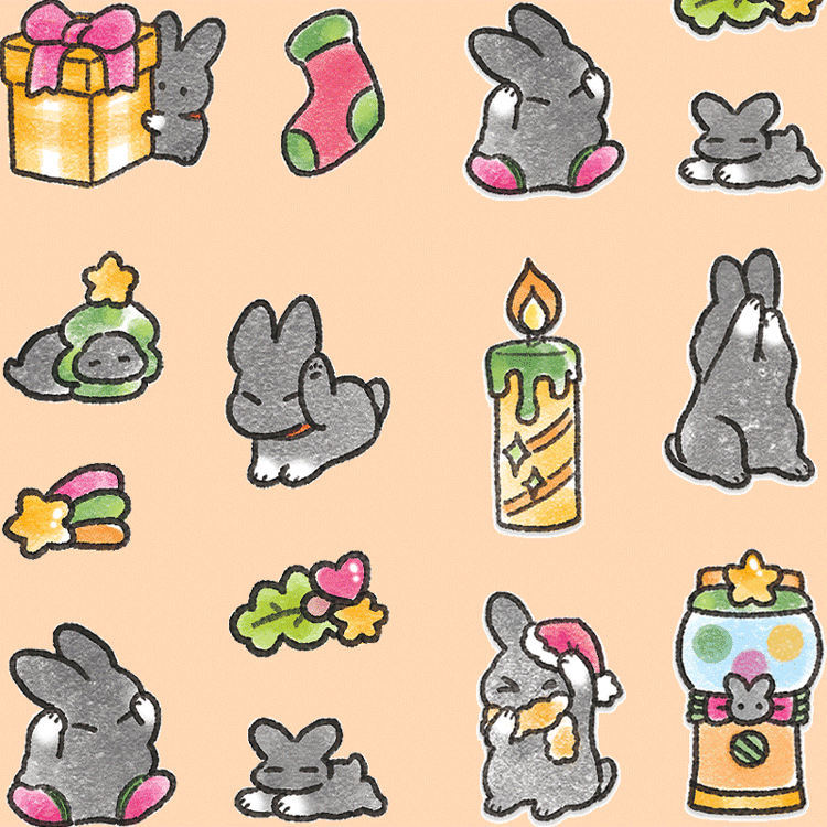 Christmas Black rabbit(kkam-to) sticker | Webudding