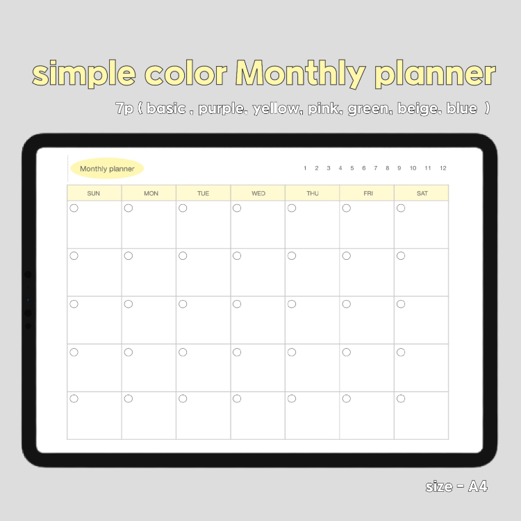 simple color monthly planner 7p | Webudding