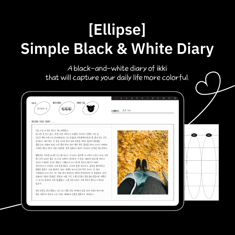 [Ellipse] Black & White Simple Diary | Webudding