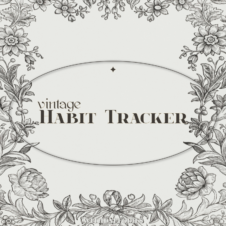 Vintage Habit Tracker (2 types, 100 days) | Webudding