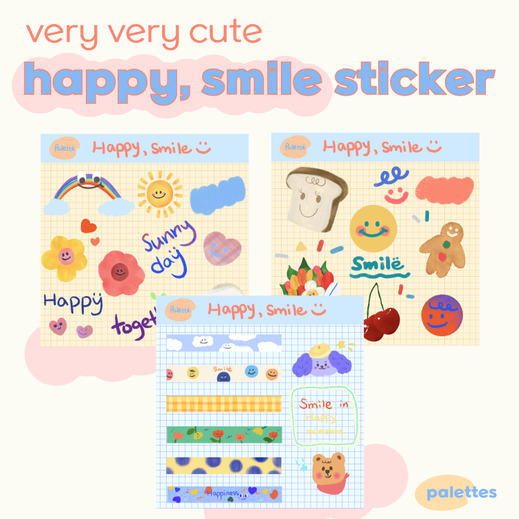 Happy,smile deco sticker 2+1 | Webudding
