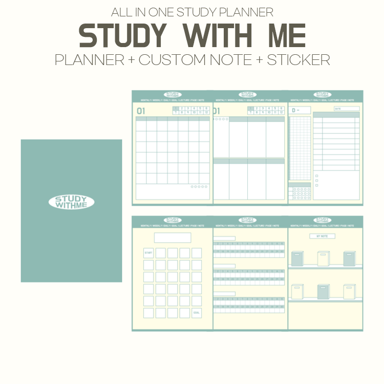 ALL IN ONE STUDY PLANNER | STUDY WITH ME (MINT) | Webudding