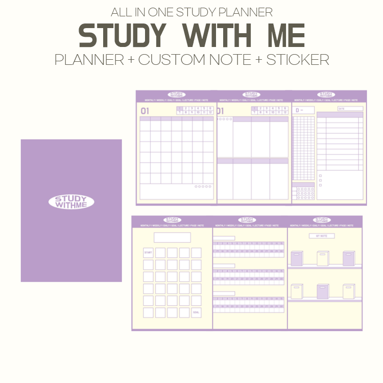 ALL IN ONE STUDY PLANNER | STUDY WITH ME (PURPLE) | Webudding