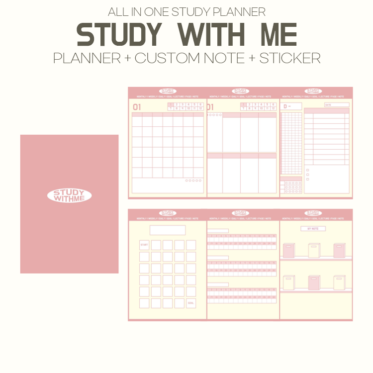 ALL IN ONE STUDY PLANNER | STUDY WITH ME (CORAL) | Webudding