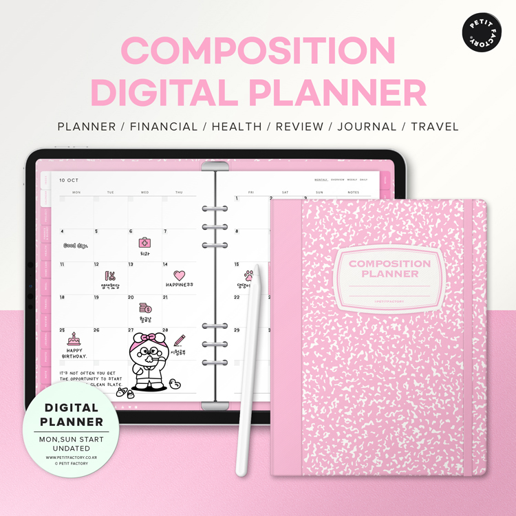 Composition 6-hole diary | pink | Webudding