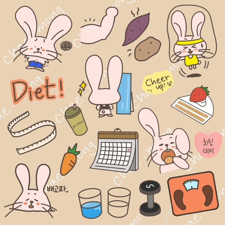 Exercising rabbit sticker | Webudding