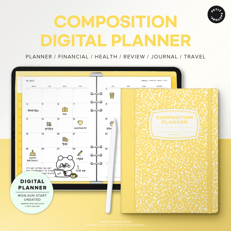 Compostion 6 hole diary | yellow | Webudding