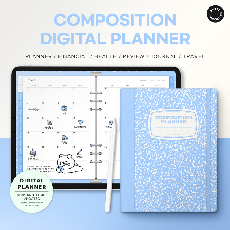 Compostion 6 hole diary | skyblue | Webudding