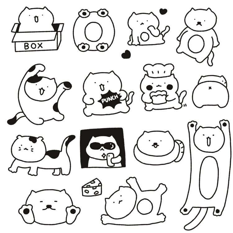 cat black&white sticker | Webudding