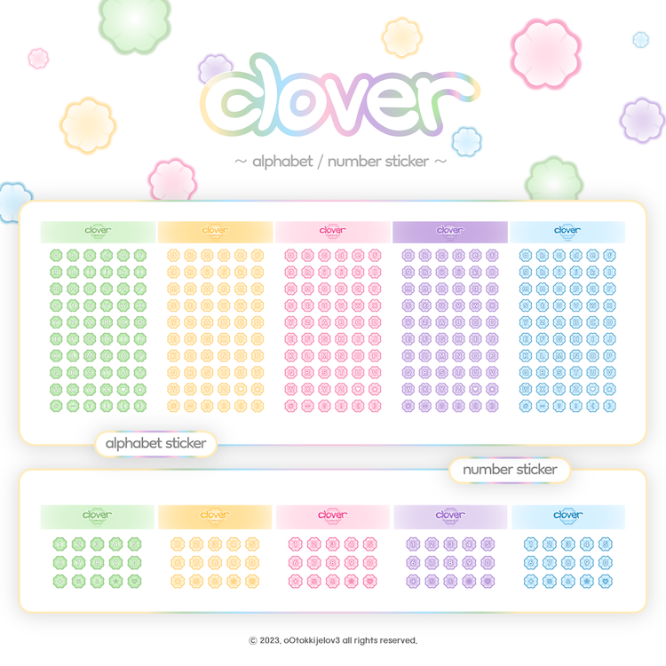 clover alphabet number sticker | Webudding