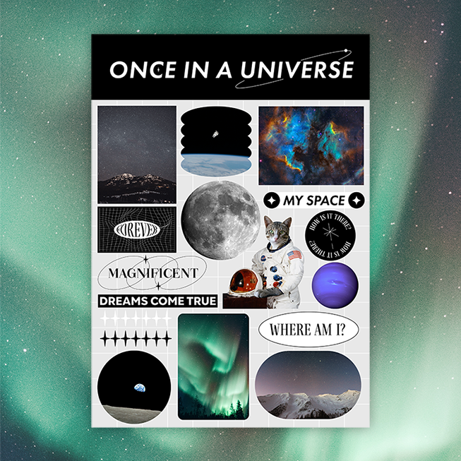 universe mood typograph sticker | Webudding
