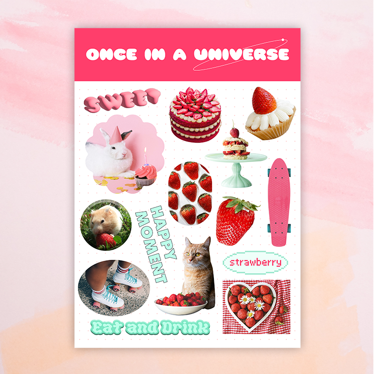 Retro strawberry sticker | Webudding