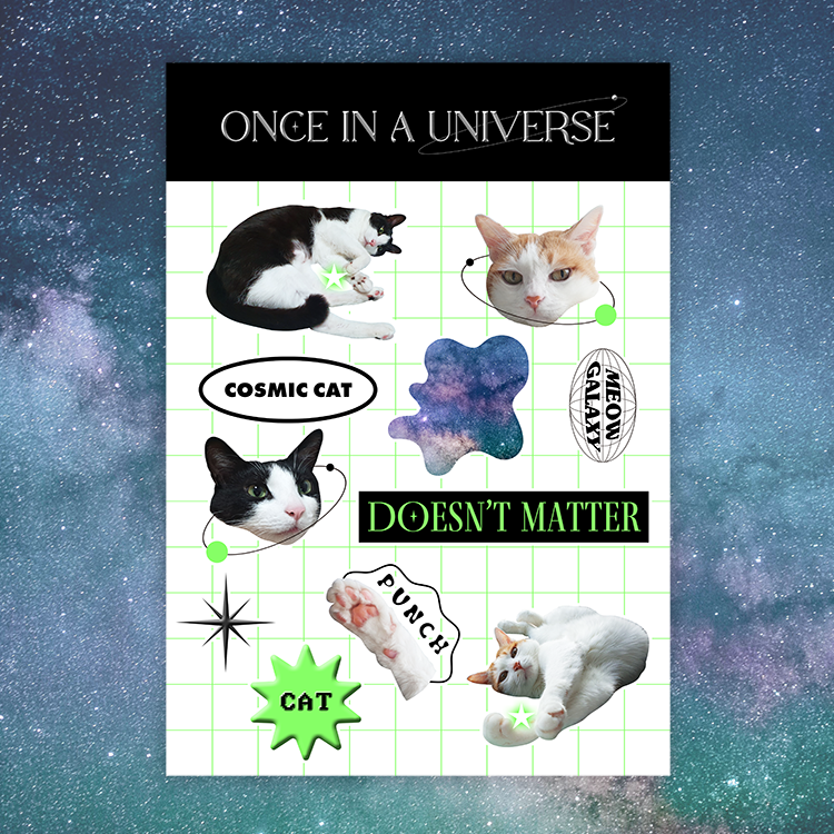 Retro space cat sticker | Webudding