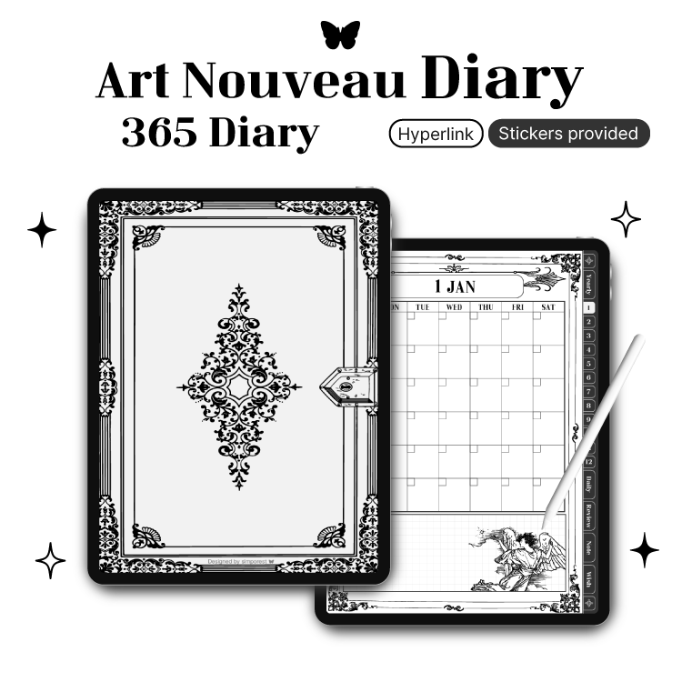 Art Nouveau Diary (White) | Webudding