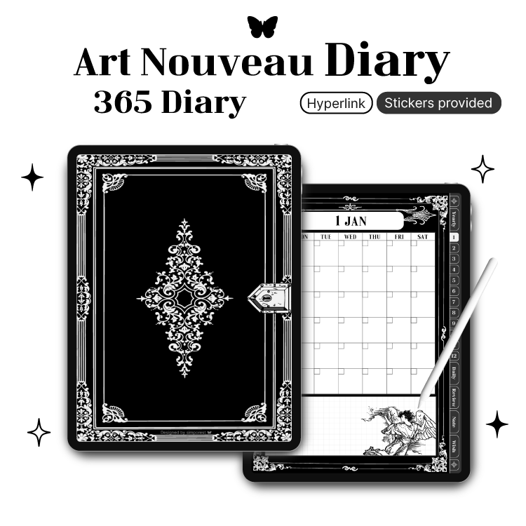 Art Nouveau Diary (Black) | Webudding