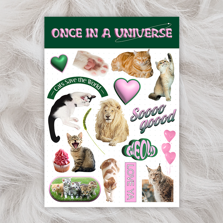 Retro cat love sticker | Webudding