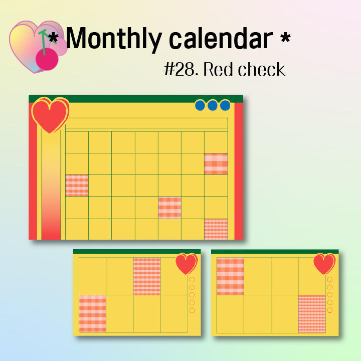 Monthly calendar #28. Red check | Webudding