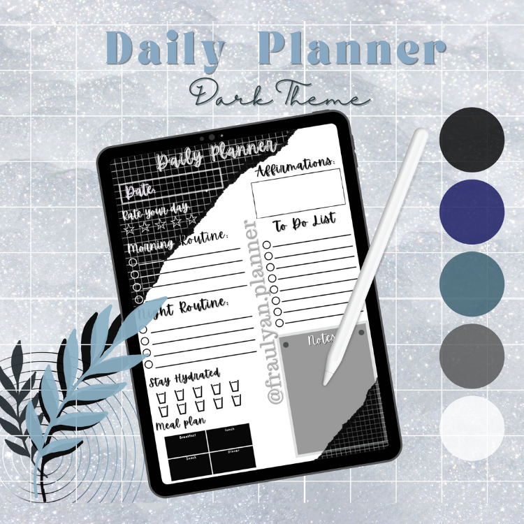 Dark theme daily planner- White(colour) | Webudding