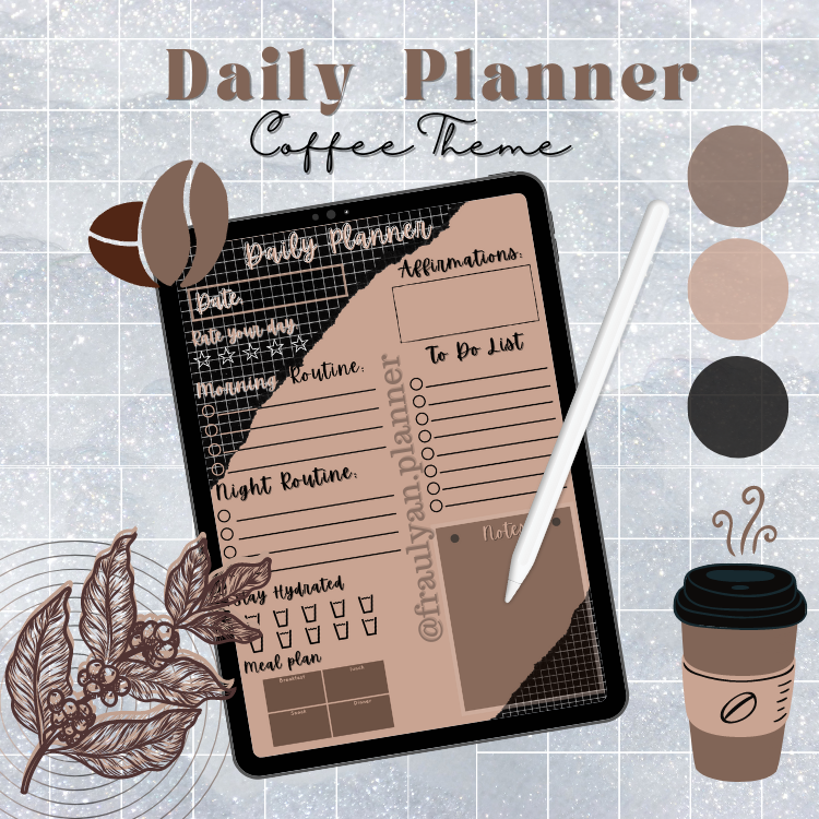 Coffee themed daily planner- coffee brown(color) | Webudding