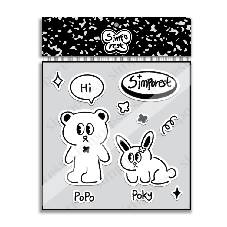 popo and poky simple drawing sticker | Webudding
