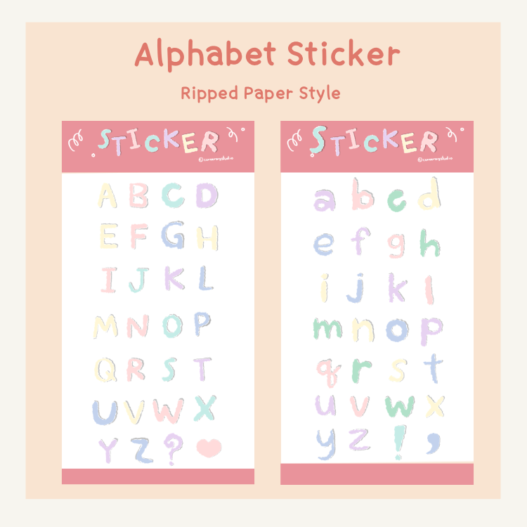 Ripped Paper Alphabets Sticker | Webudding