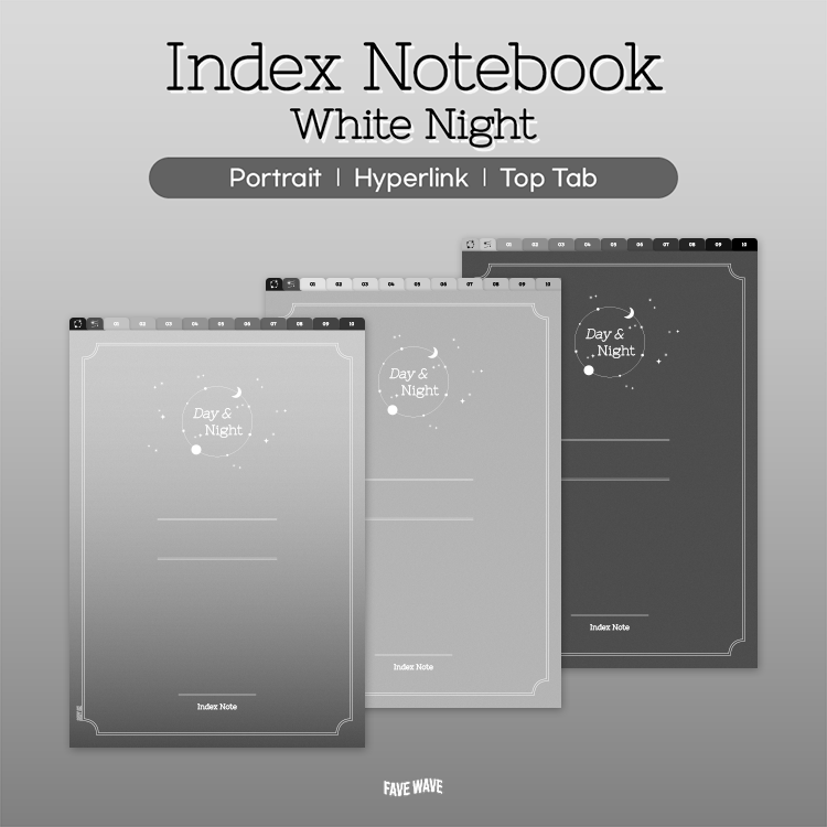 Day&night index notebook | upper tab ver. | white night | Webudding