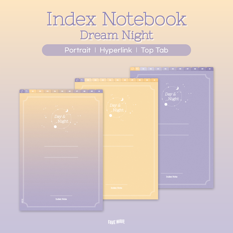 Day&night index notebook | upper tab ver. | dream night | Webudding