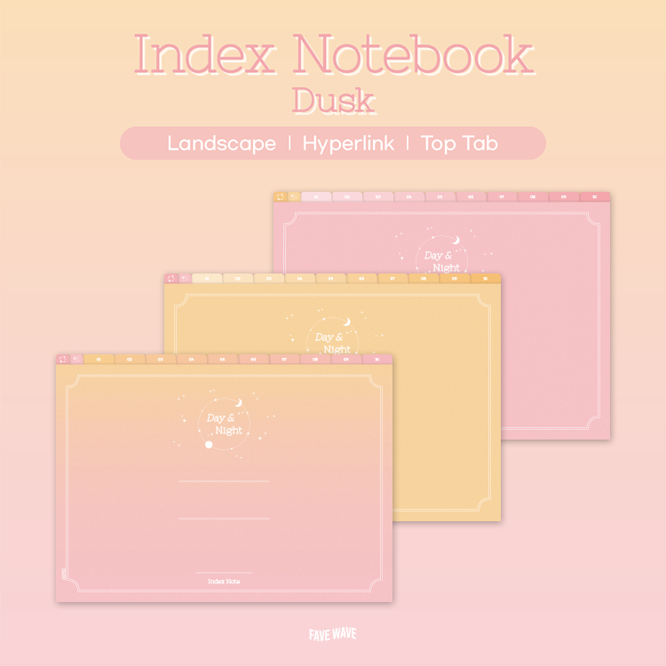 Day&night index notebook | landscape | right tab ver. | dusk | Webudding