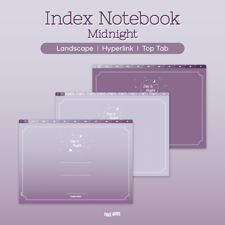 Day&night index notebook | landscape | right tab ver. | midnight | Webudding