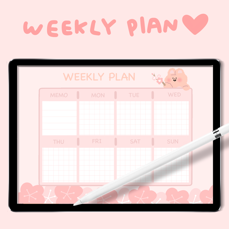 pink rabbit weekly planner | Webudding