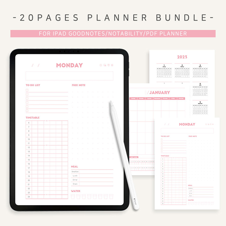 Goodnote undated planner (pink) | Webudding