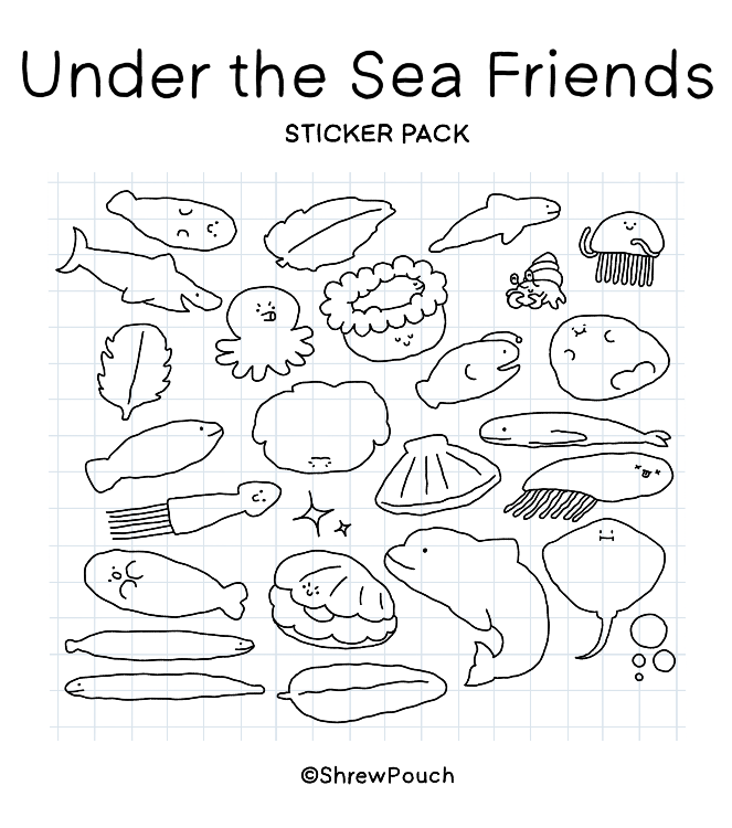 Under the Sea Friends Sticker Pack | Webudding