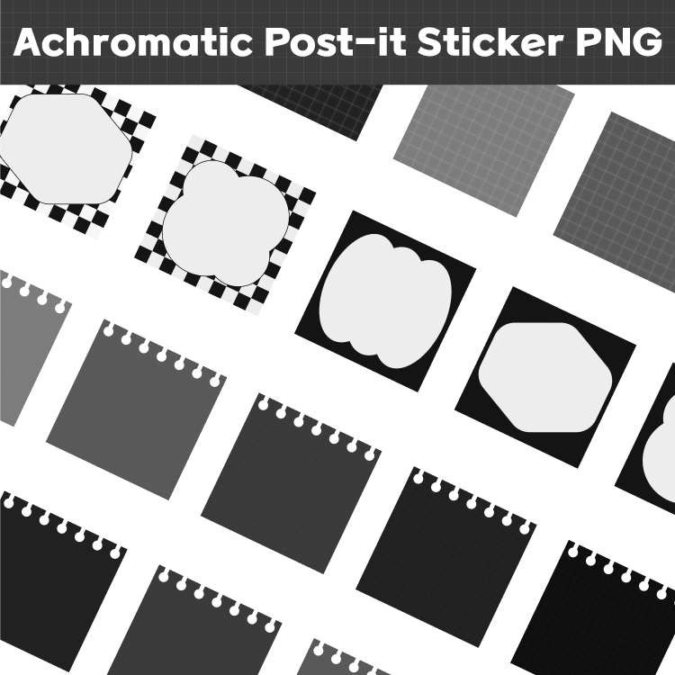 Achromatic post-it stickers | Webudding