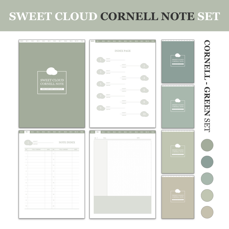 Sweet Cloud Cornell Note SET [GREEN] | Webudding