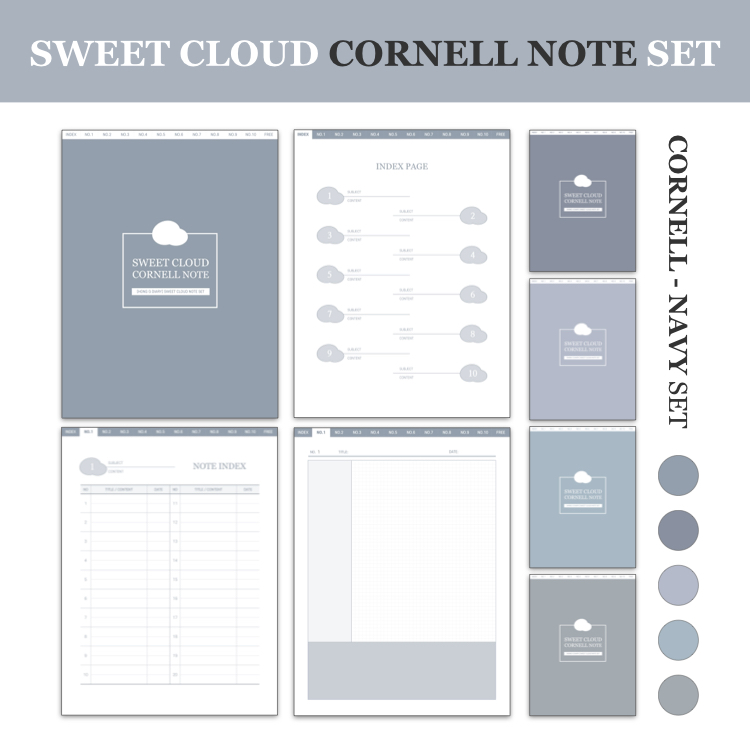Sweet Cloud Cornell Note SET [NAVY] | Webudding