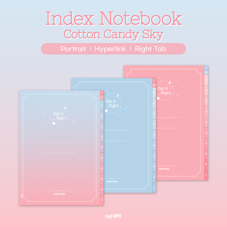Day&night index notebook | right tab ver. | cotton candy sky | Webudding