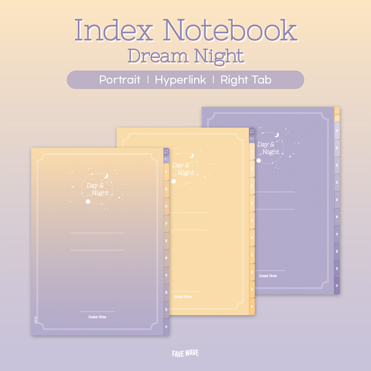 Day&night index notebook | right tab ver. | dream night | Webudding