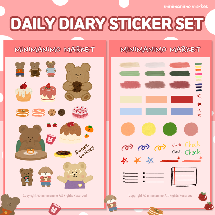 Daily diary sticker SET (3 types) | Webudding