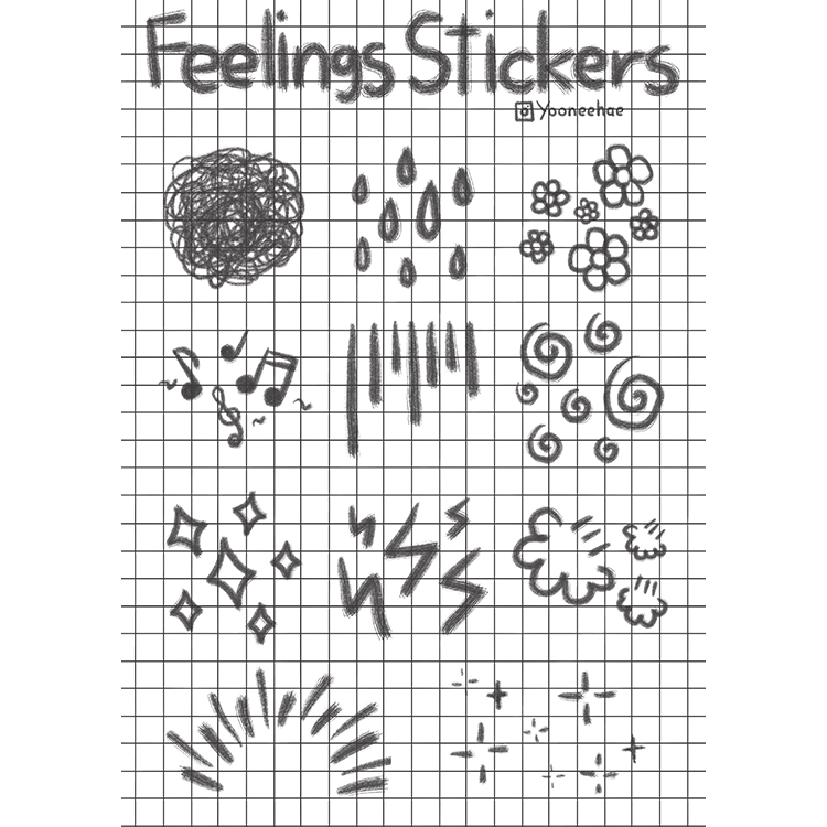 Pencil style, feelings stickers | Webudding