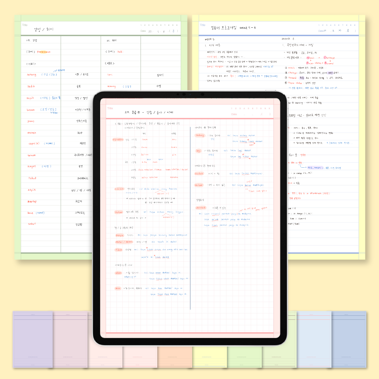 Pastel DIY digital notepad | 10 colors | 12set | portrait ver. | Webudding