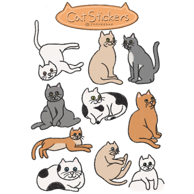colored pencil version of a cat sticker | Webudding