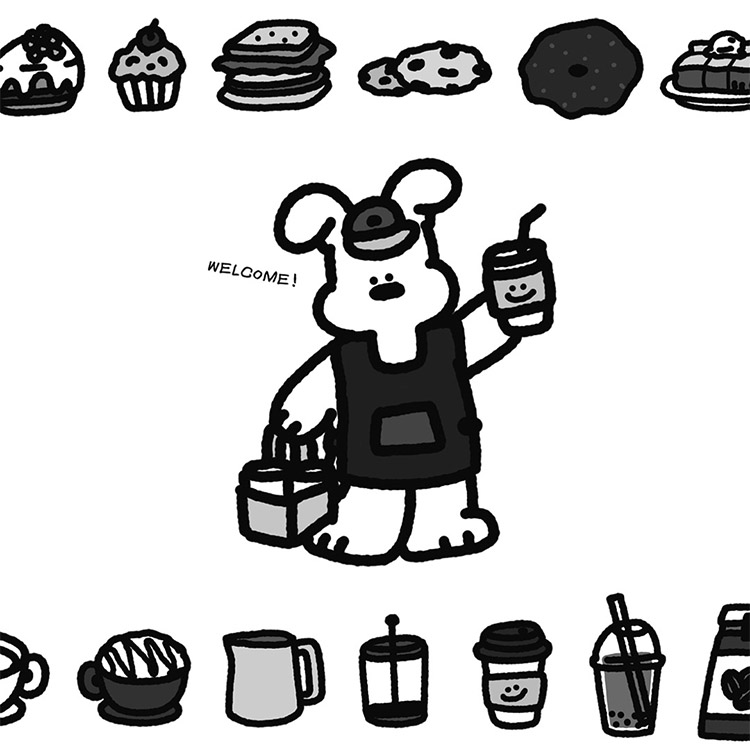 JEJE's part-time job at a cafe sticker pack | Webudding